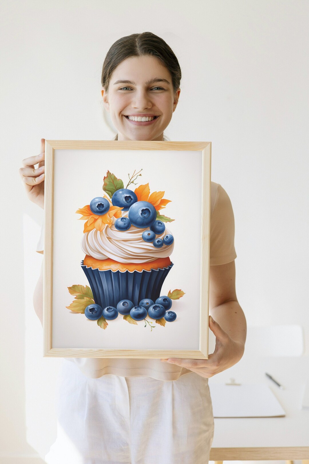 Cupcake Print Pumpkin Cupcake Printable Berry Pastry Wall Art ...