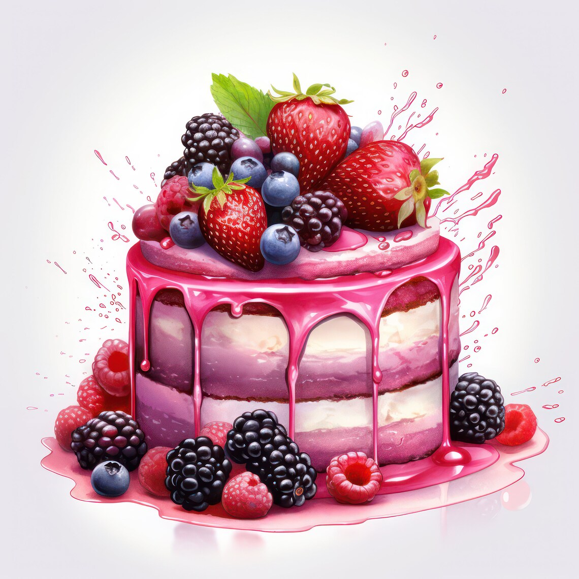 Cake Print Berry Cake Printable Pastry Wall Art Patisserie Kitchen ...