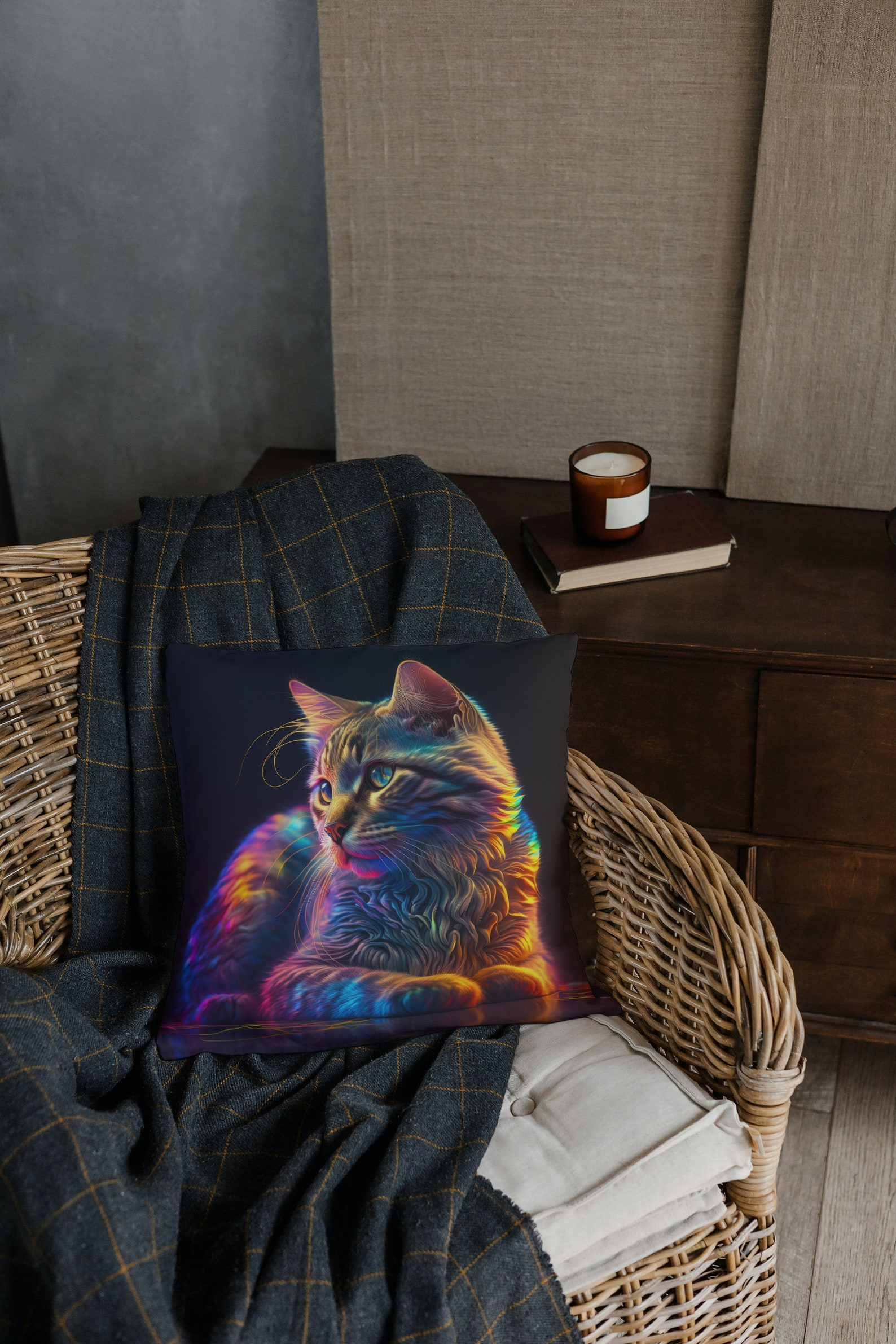 Colorful Cat Printable, Colorful Cat Print, Cat Wall Art, Cat Portrait ...