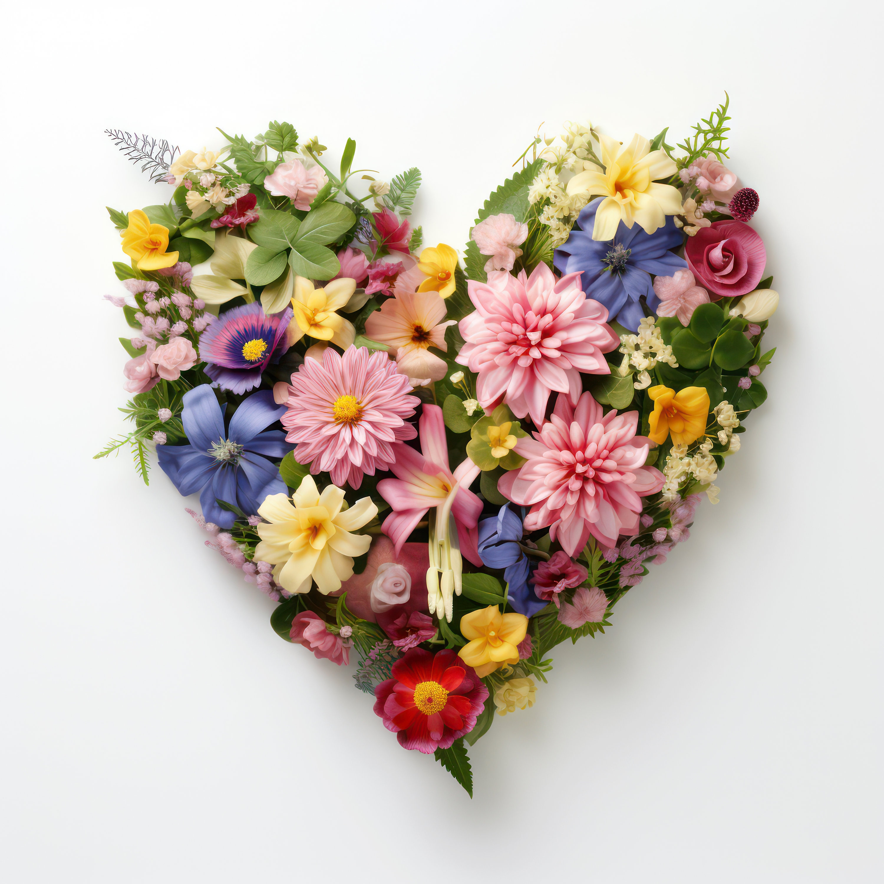 Flower Heart Print Heart of Flowers Printable Heart Poster AI Art Wall ...