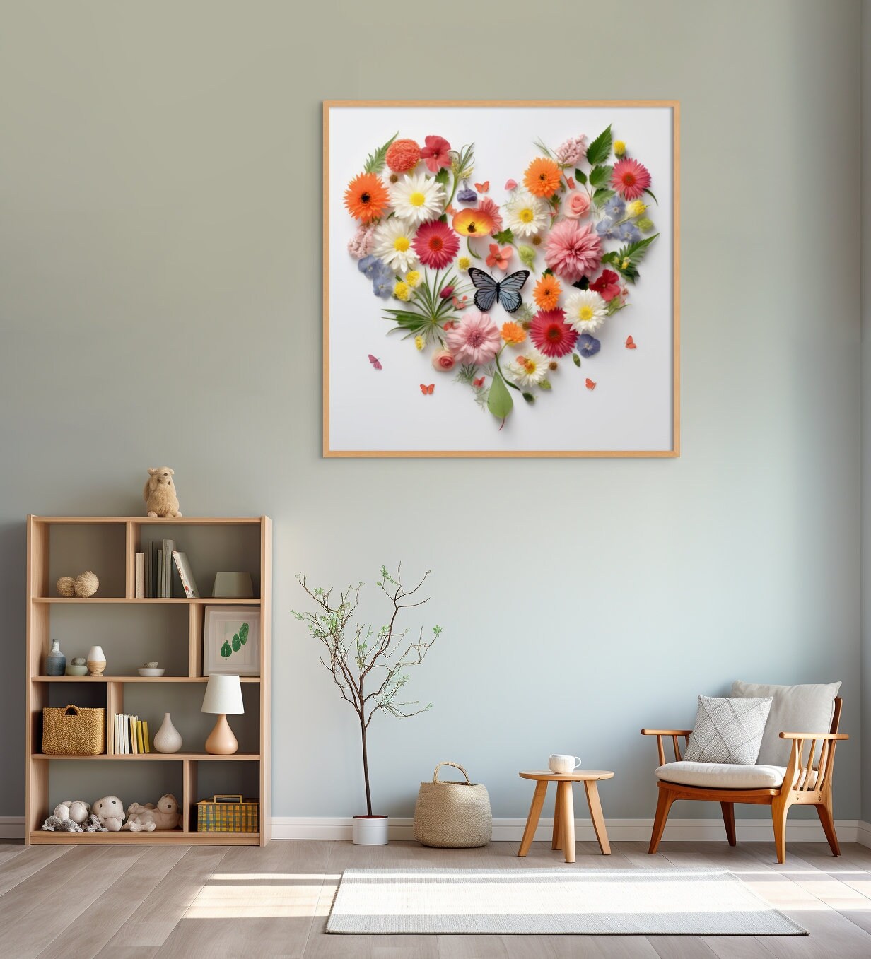 Flower Heart Print Heart of Flowers Printable Heart Poster AI Art Wall ...