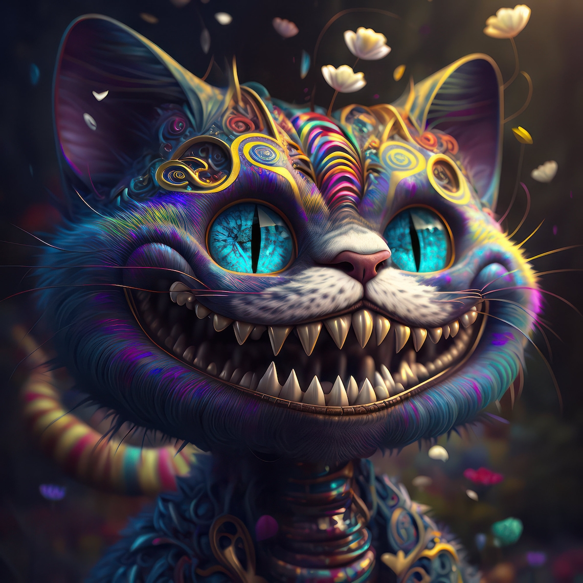 Cheshire Cat Art, Cheshire Cat Printable, Colorful Cat Poster, Cat ...
