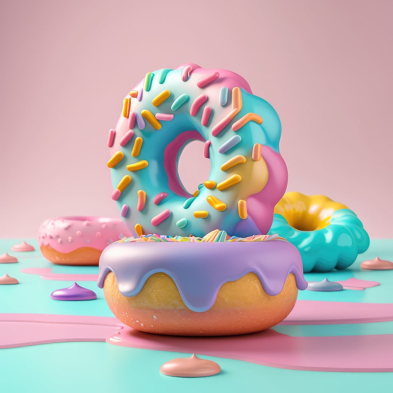 Colorful Donut Print Donut Printable Pastry Patisserie Wall Art Kitchen ...