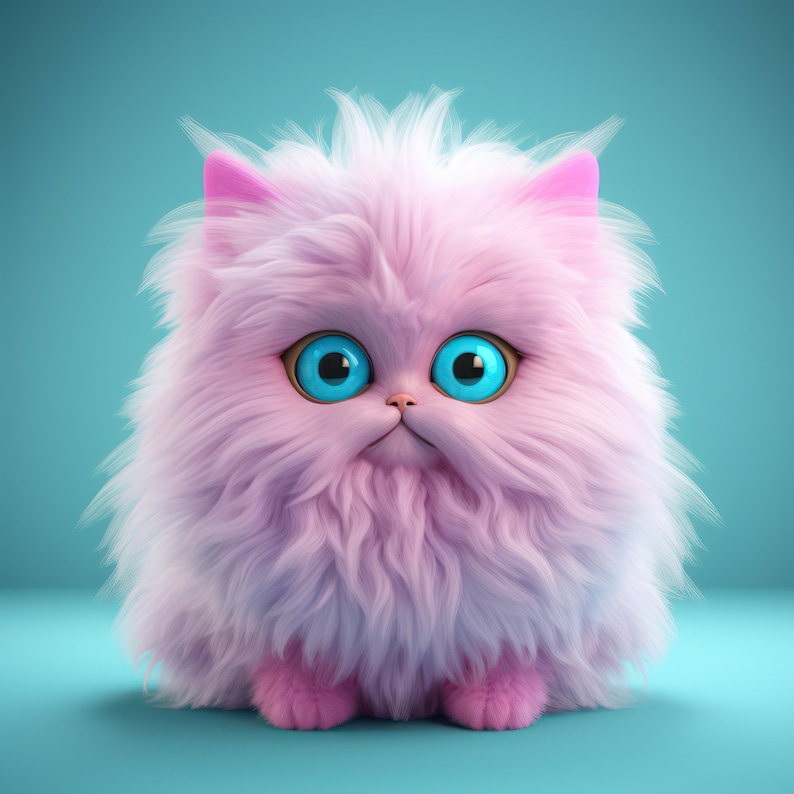 Colorful Cat Printable Cartoon Cat Print Cute Cat Wall Art Pink Cat ...