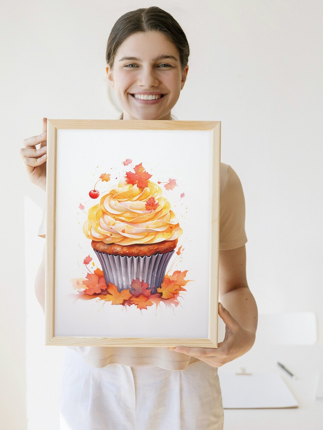 Cupcake Print Pumpkin Cupcake Printable Pastry Wall Art Patisserie ...