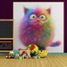 Colorful Cat Printable Cartoon Cat Print Cute Cat Wall Art Cat Portrait ...
