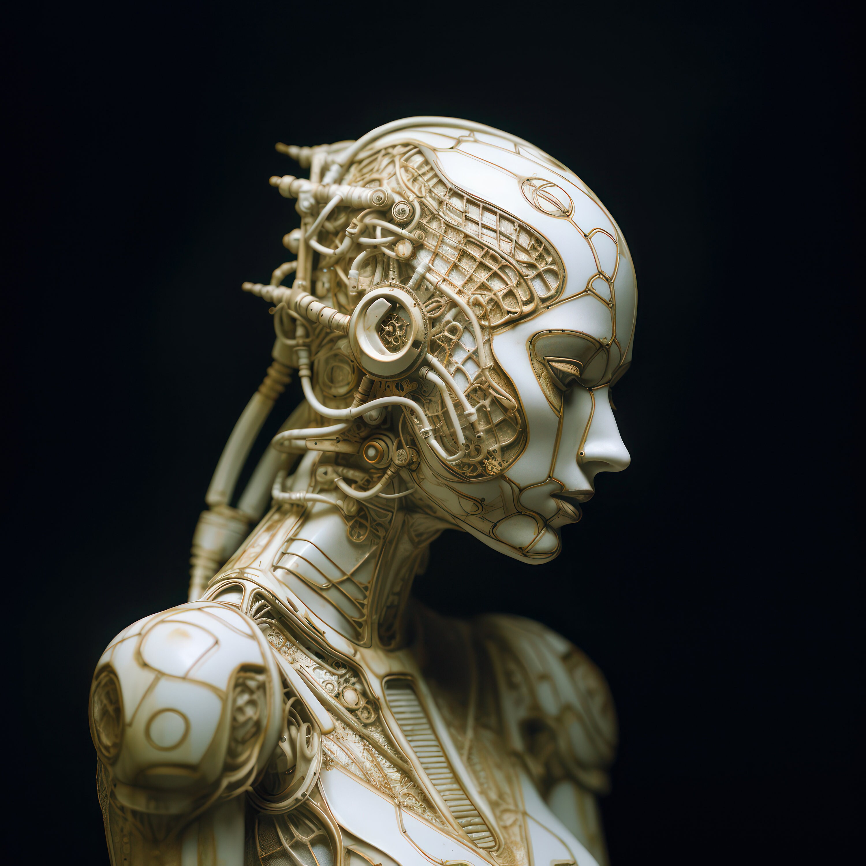 White Robot Girl Print Cyborg Girl Cybernetic Poster Futuristic ...