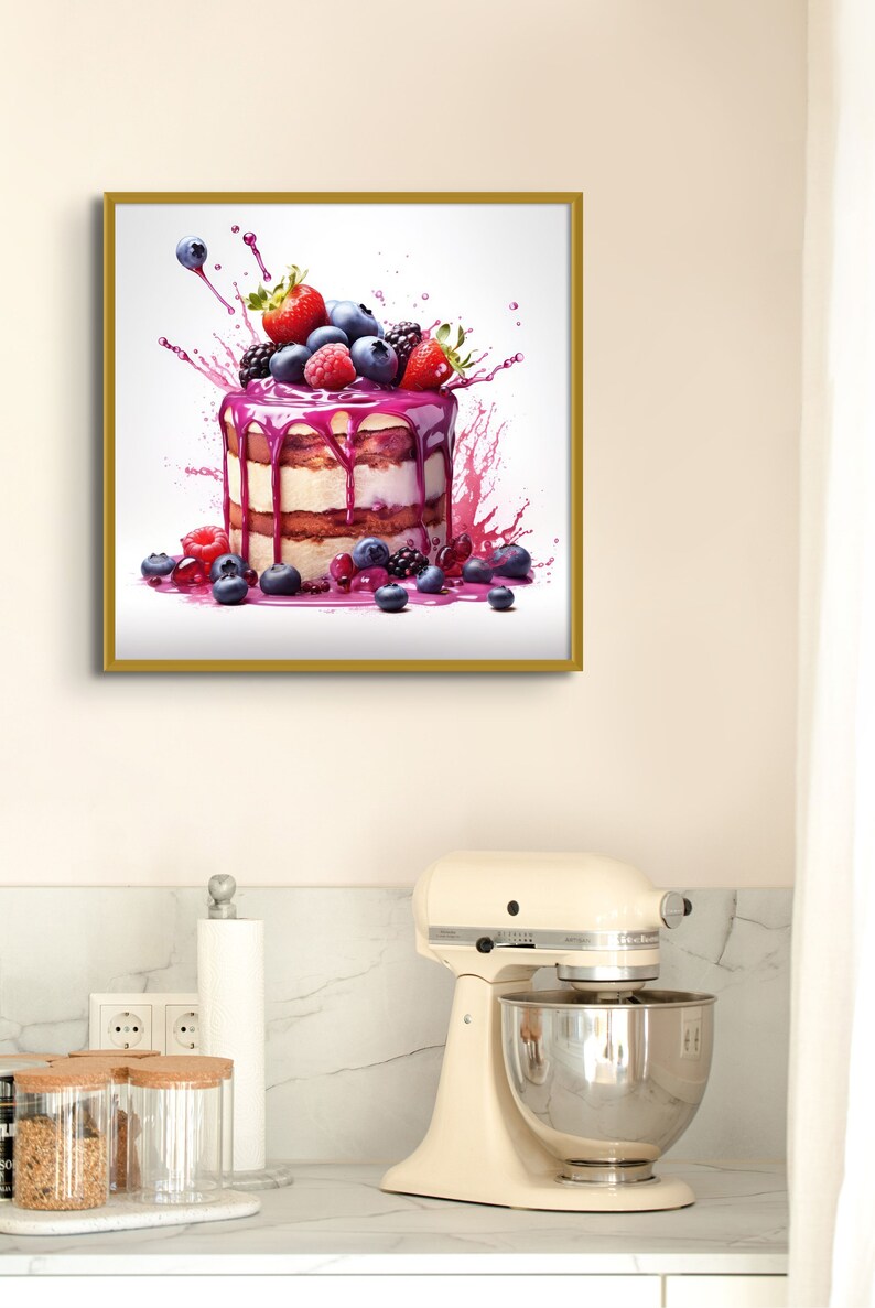 Cake Print Berry Cake Printable Pastry Wall Art Patisserie Kitchen ...