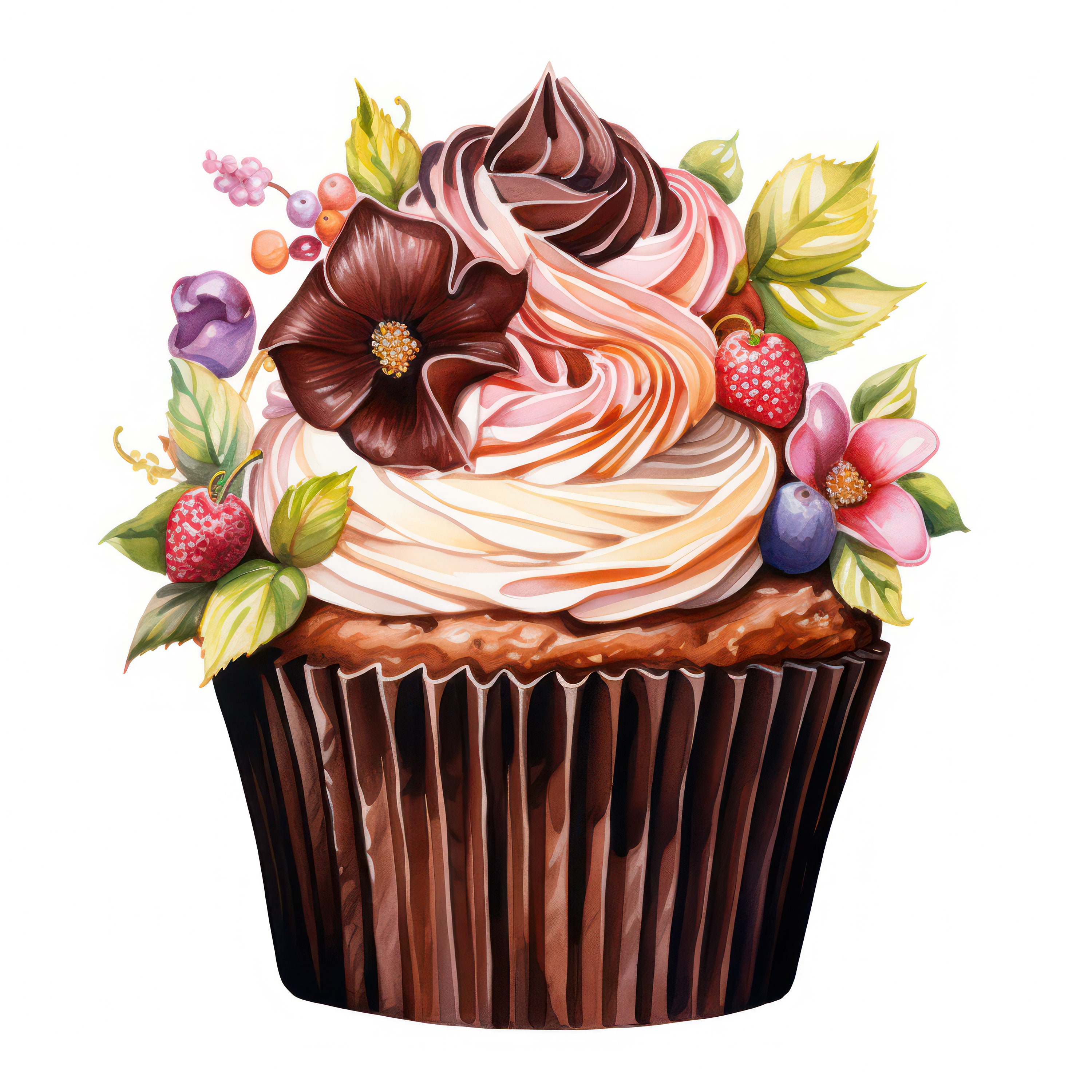 Cupcake Print Chocolate Cupcake Printable Pastry Wall Art Patisserie ...