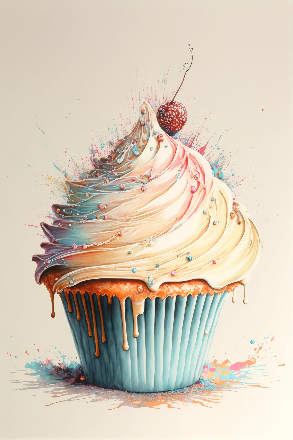 Cupcake Print, Vanilla Cupcake Printable, Pastry Wall Art, Patisserie ...