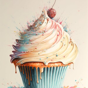 Cupcake Print, Vanilla Cupcake Printable, Pastry Wall Art, Patisserie ...