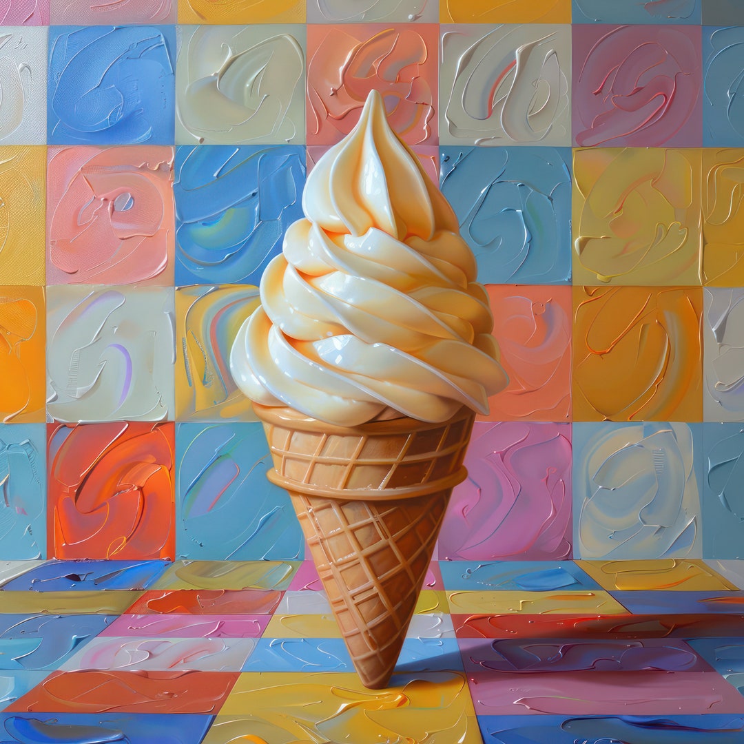 Ice Cream Print Colorful Food Poster Kitchen Wall Art Whimsical Gelato ...