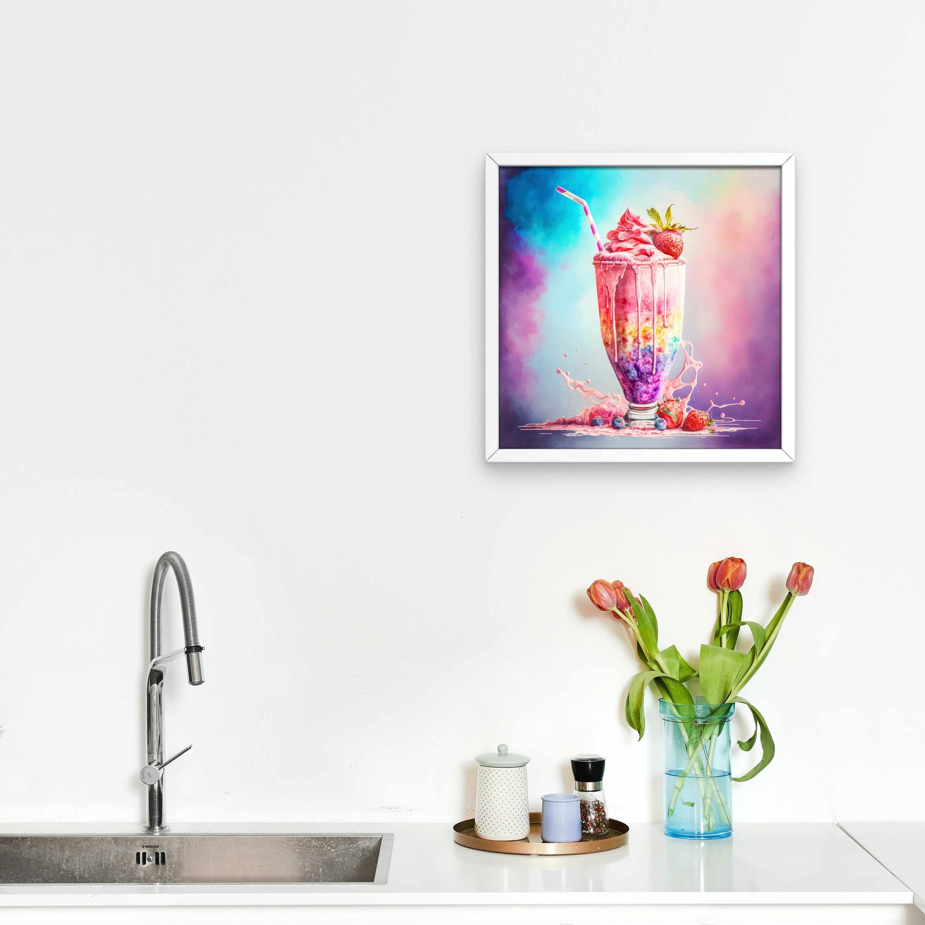 Colorful Smoothie Print Smoothie Printable Strawberry Poster Food ...