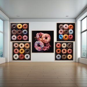Colorful Donut Print Donut Printable Pastry Patisserie Wall Art Kitchen ...