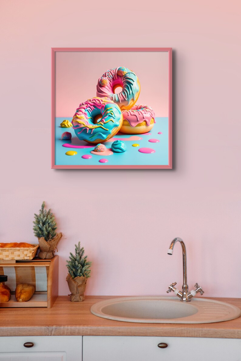 Colorful Donut Print Donut Printable Pastry Patisserie Wall Art Kitchen ...