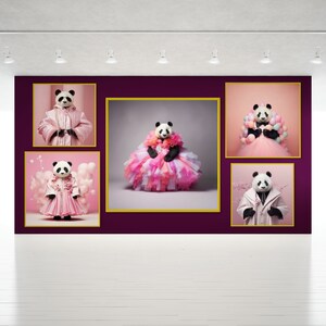 Panda Portrait Printable Colorful Panda Print Pastel Panda in - Etsy