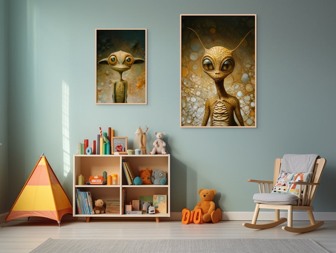 Alien Poster Alien Painting Alien Printable Cosmos Wall Art Space Home ...