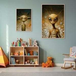 Alien Poster Alien Painting Alien Printable Cosmos Wall Art Space Home ...