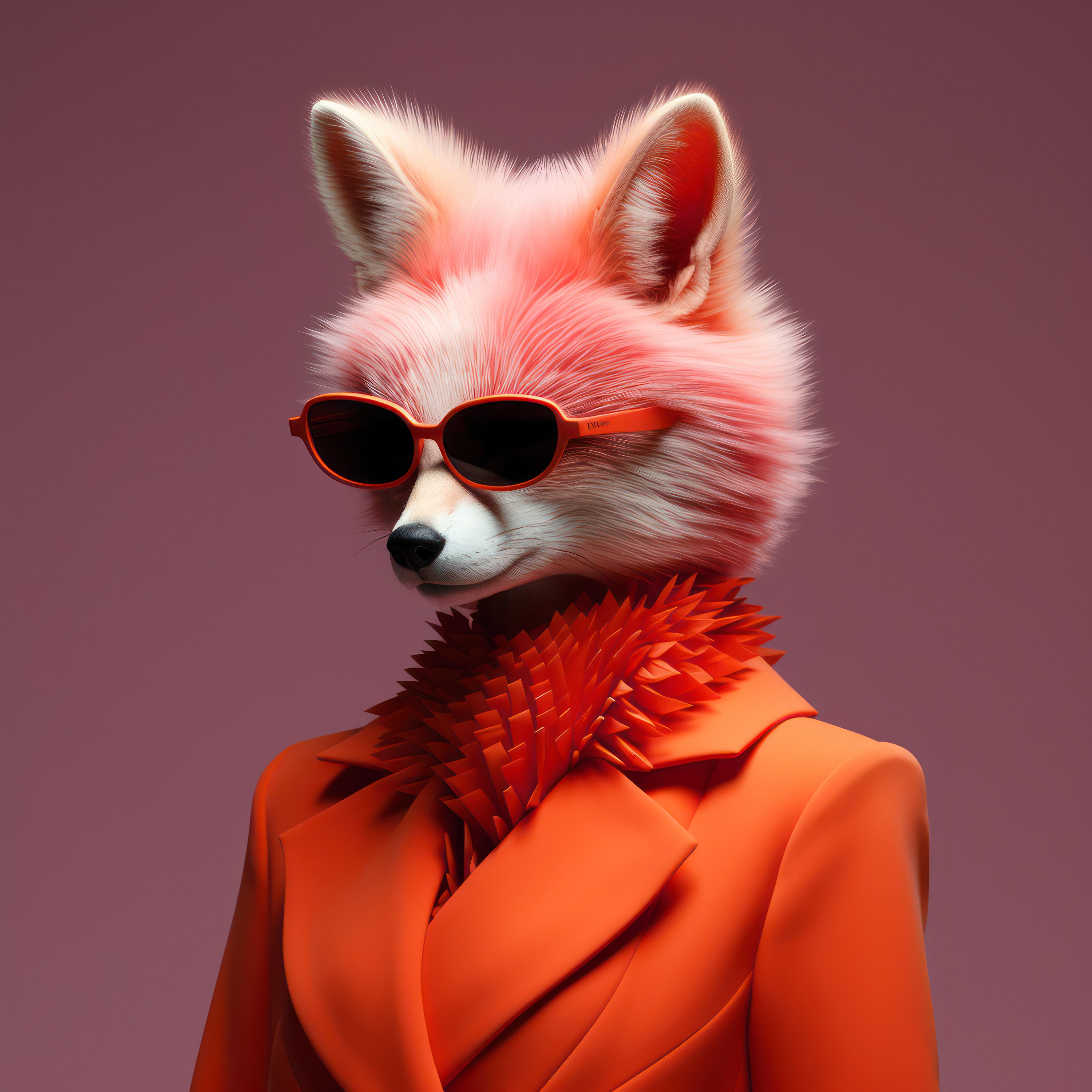 Fox Portrait Printable Colorful Fox Print Pastel Fox in Clothes Wall ...