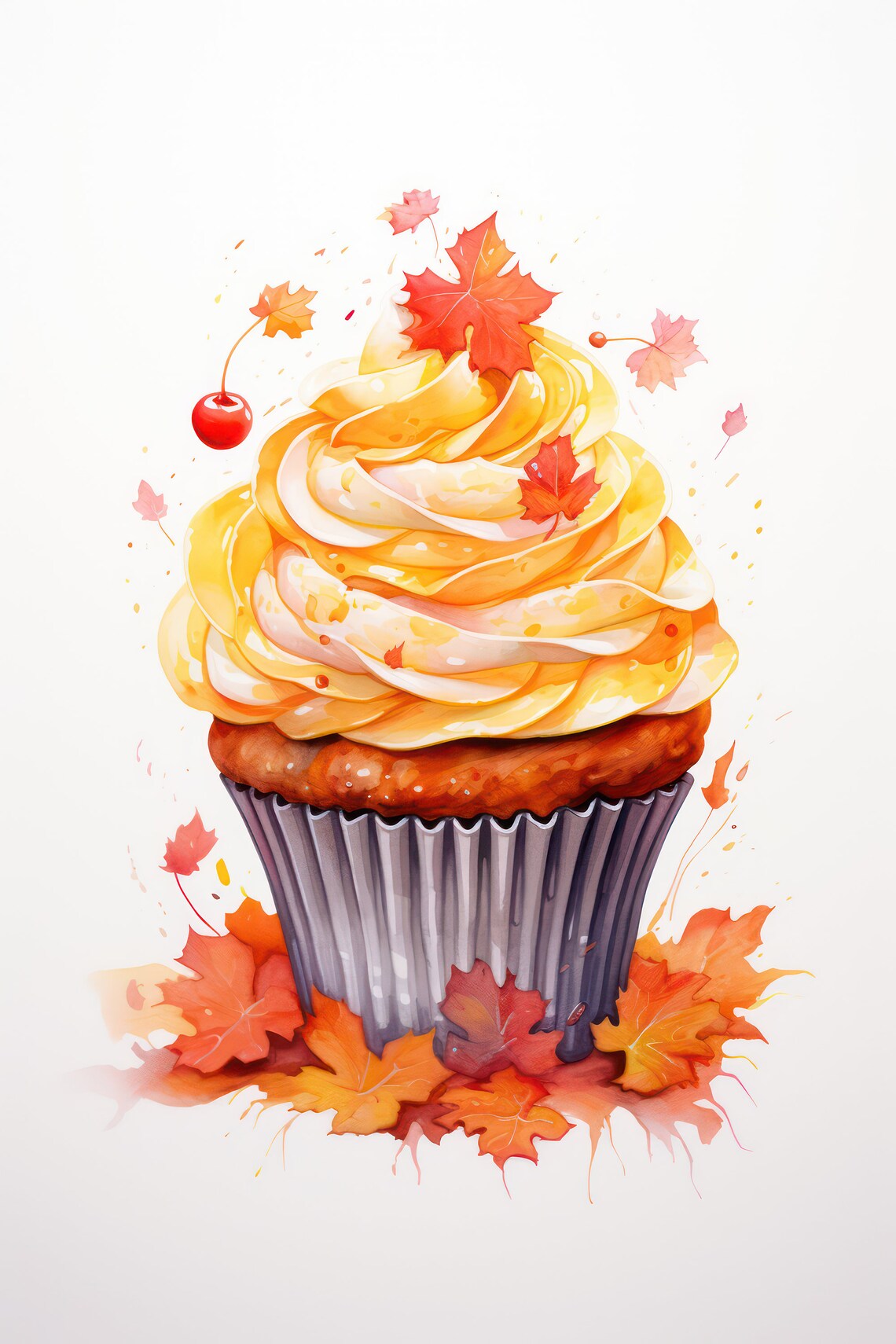 Cupcake Print Pumpkin Cupcake Printable Pastry Wall Art Patisserie ...
