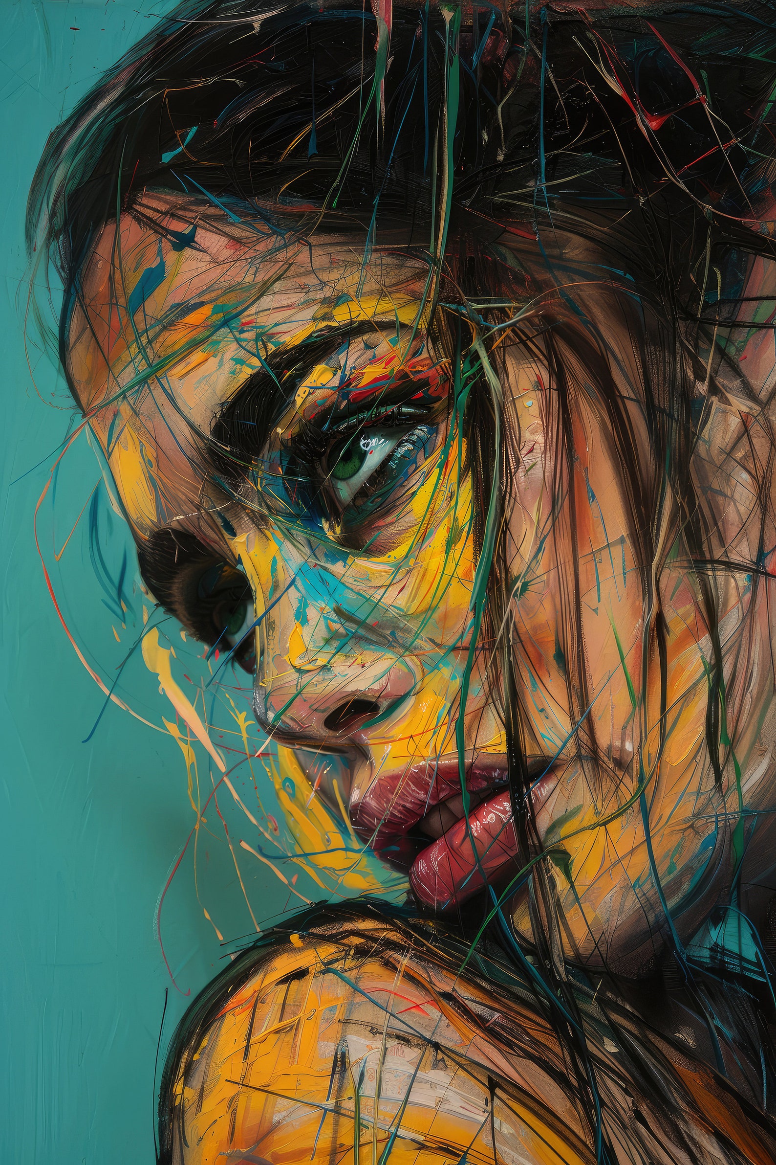 Woman Portrait Print Woman Face Printable Wall Art Painting Female Face ...