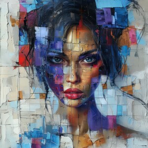 Colorful Woman Print Woman Face Printable Wall Art Painting Female Face ...