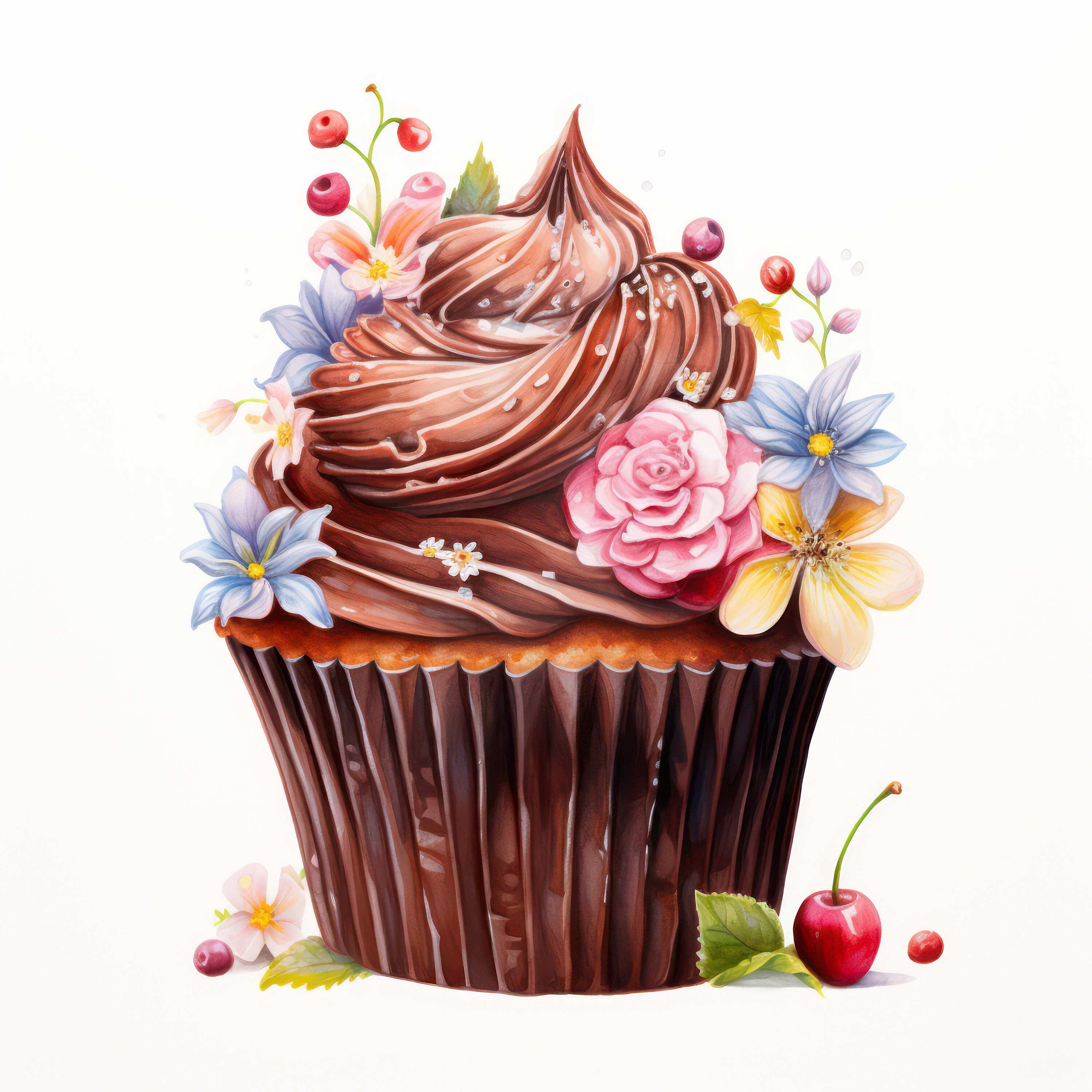 Cupcake Print Chocolate Cupcake Printable Pastry Wall Art Patisserie ...