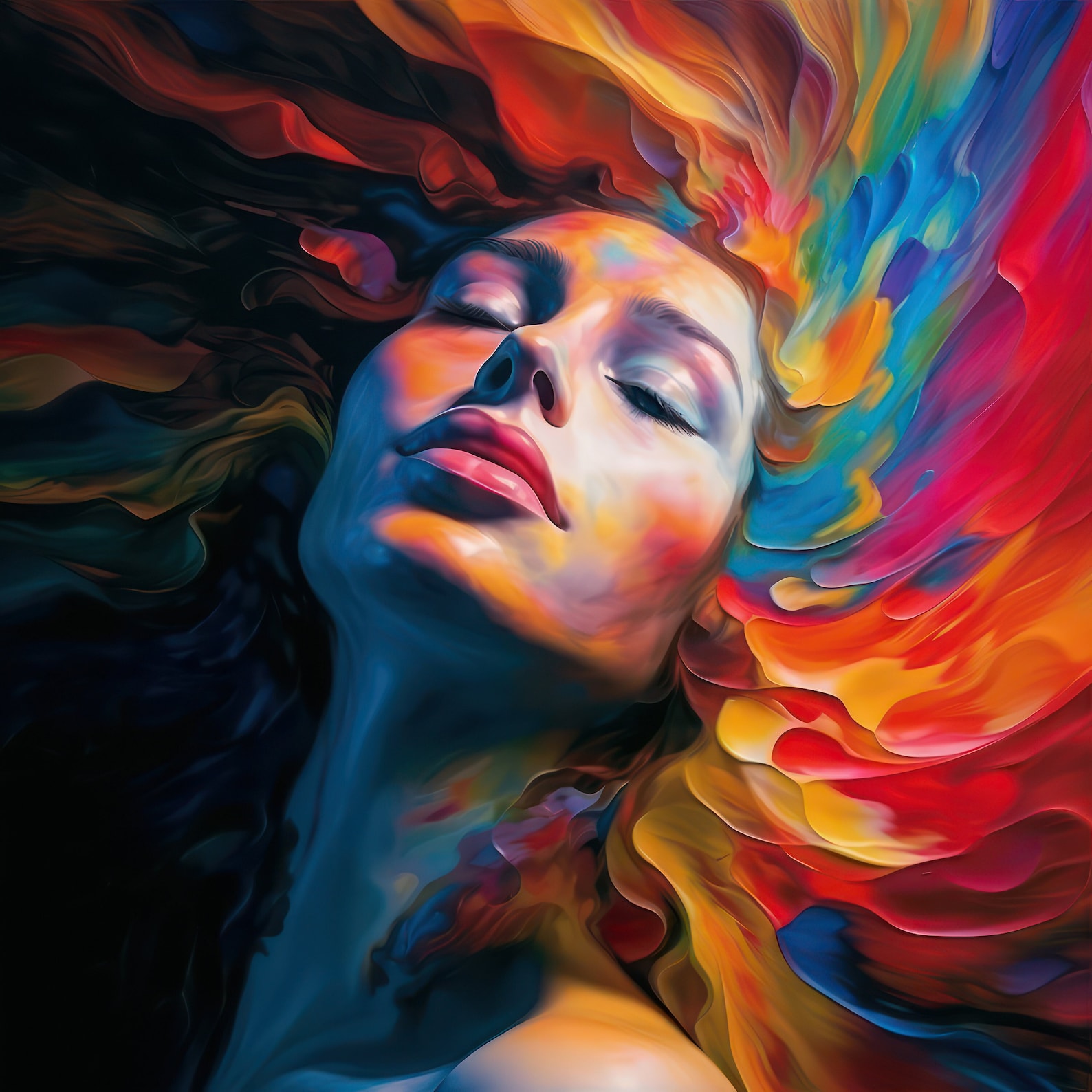 Colorful Woman Portrait Wall Art Print Abstract Girl Poster Home Decor ...