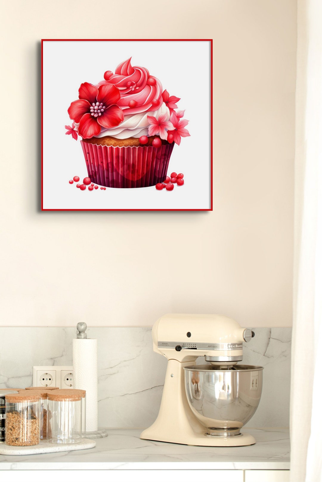 Cupcake Print Red Velvet Cupcake Printable Pastry Wall Art Patisserie ...