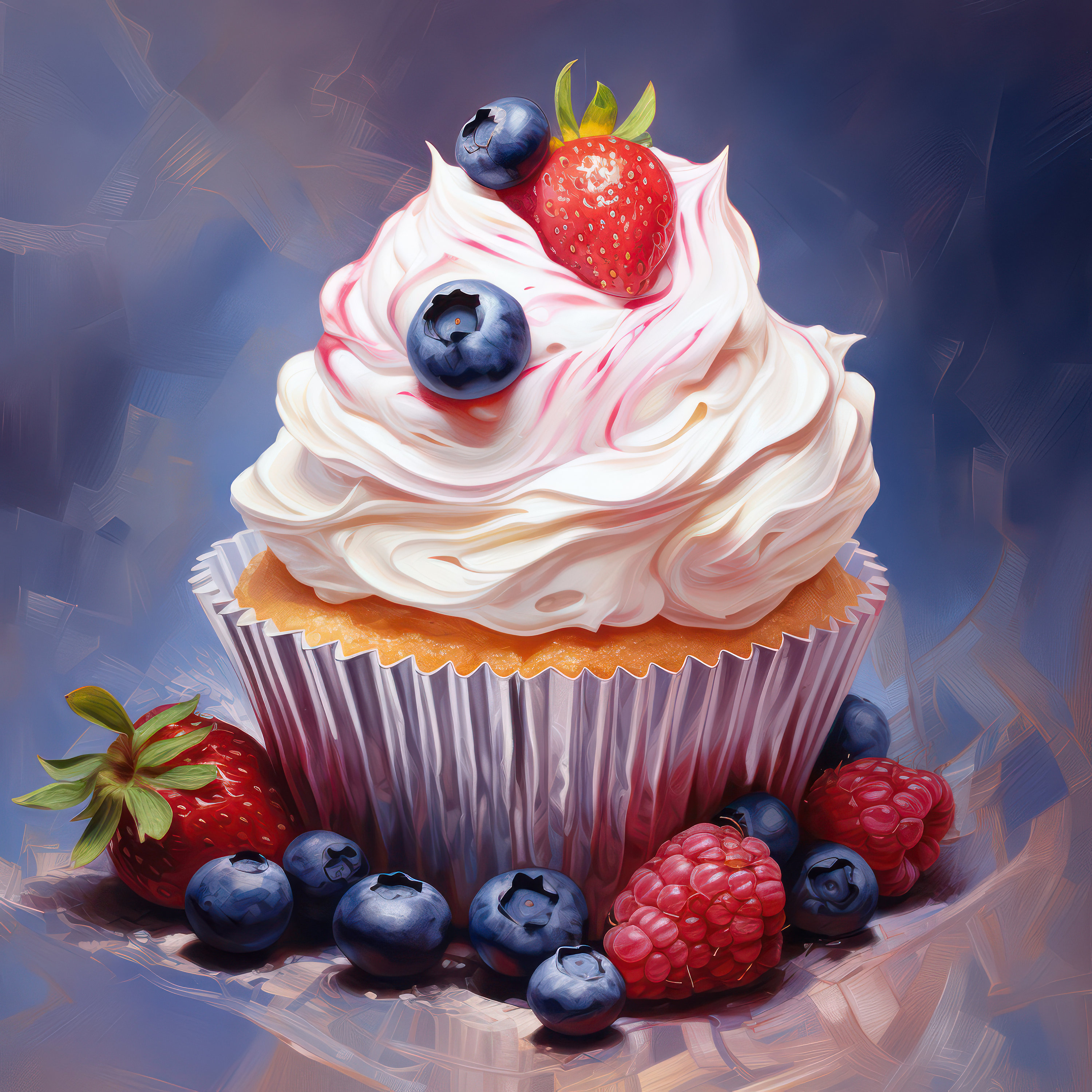 Cupcake Print Berry Cupcake Printable Blueberry Pastry Wall Art ...