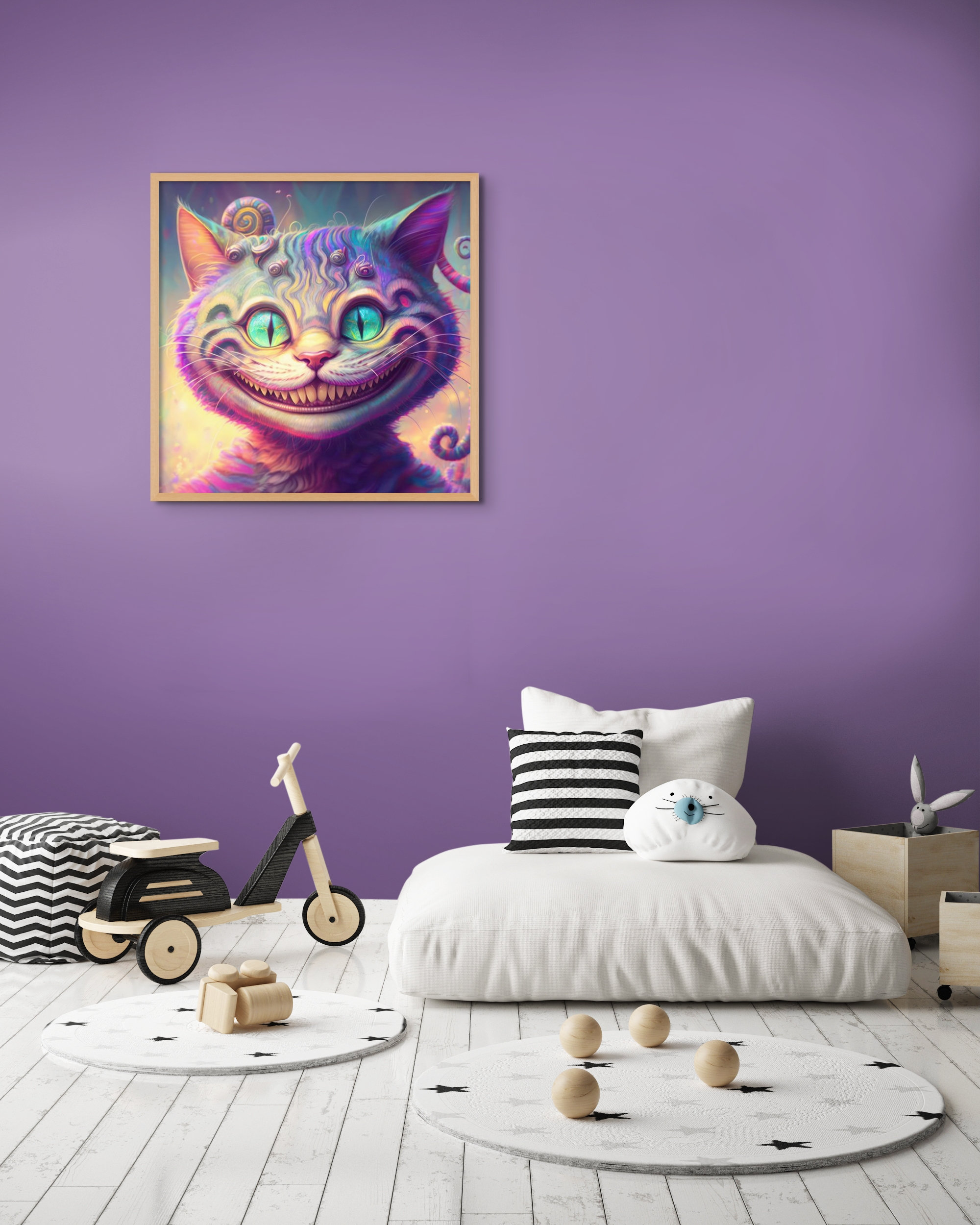 Cheshire Cat Art, Colorful Cat Poster, Cheshire Cat Printable, Cat ...