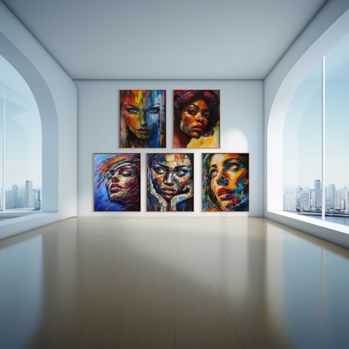 Woman Portrait Print Woman Face Printable Wall Art Painting Female Face ...