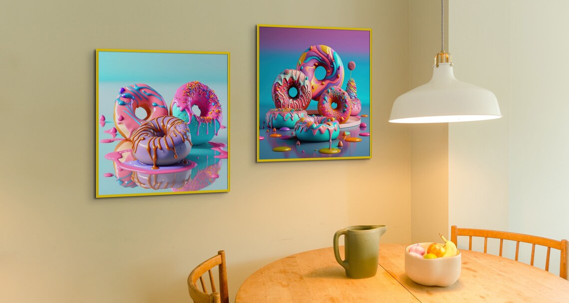 Colorful Donut Print Donut Printable Pastry Patisserie Wall Art Kitchen ...