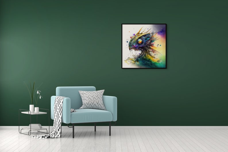 Alien Watercolor Print, Alien Poster, Alien Drawing Printable, Colorful ...