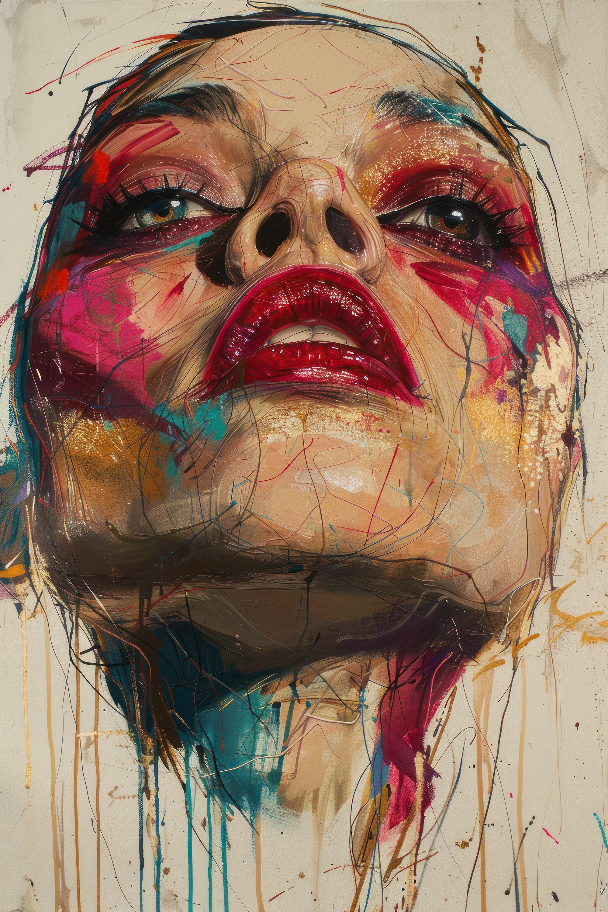 Woman Portrait Print Woman Face Printable Wall Art Painting Female Face ...