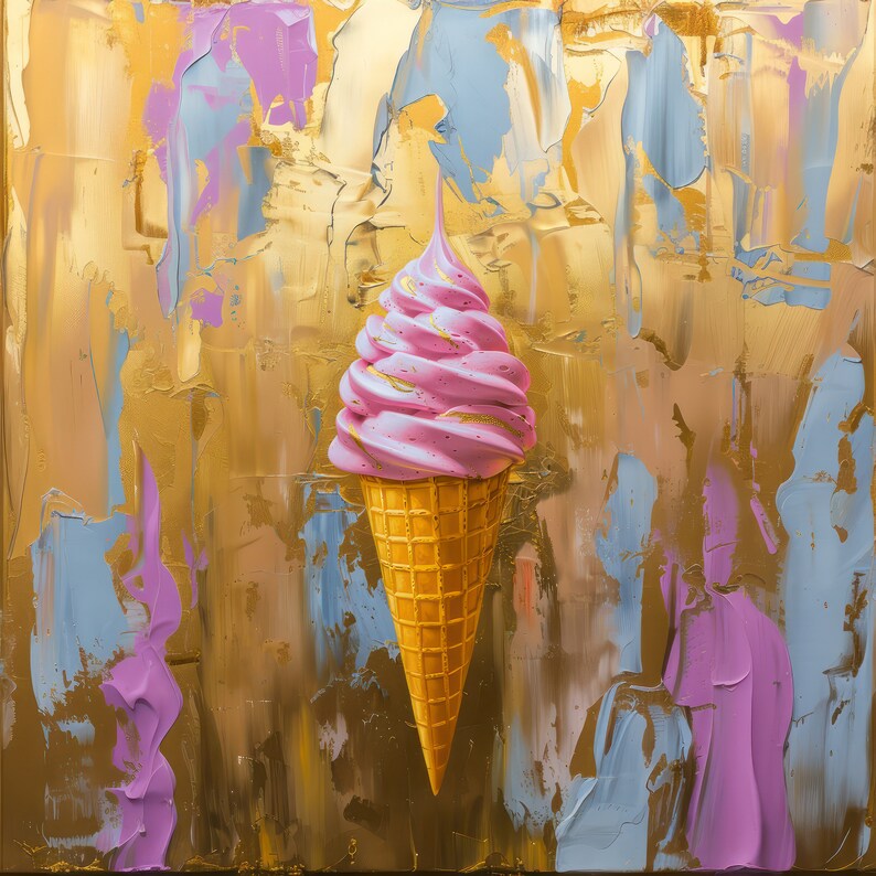 Ice Cream Print Colorful Food Poster Kitchen Wall Art Gelato Artwork ...