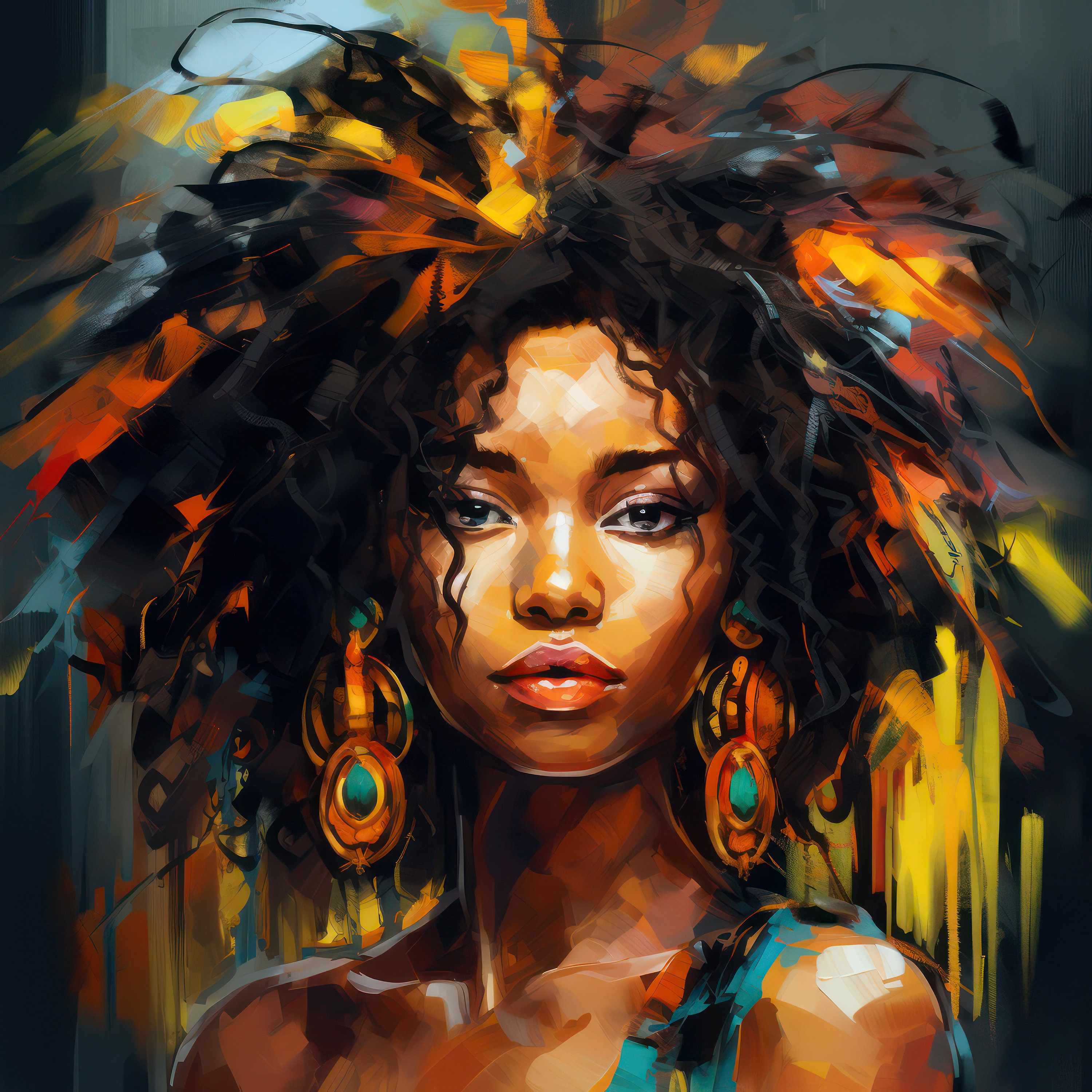 Colorful Woman Print Woman Face Printable Wall Art Painting Female Face ...
