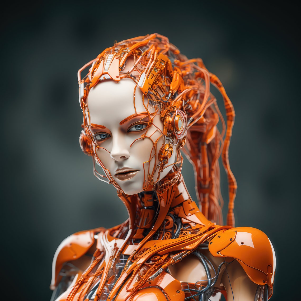 Orange Robot Girl Print Robot Woman Printable Female Android - Etsy
