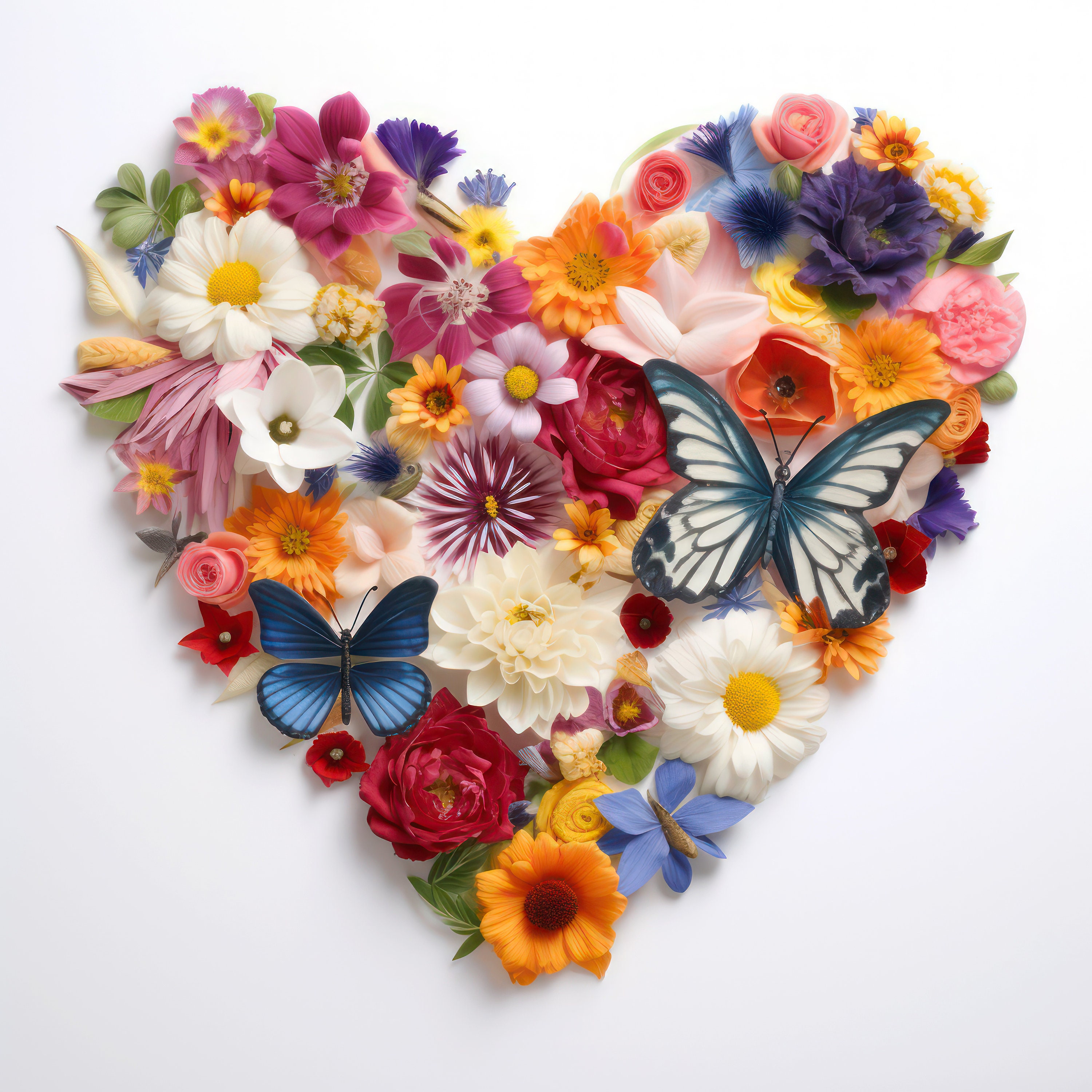 Flower Heart Print Heart of Flowers Printable Heart Poster AI Art Wall ...