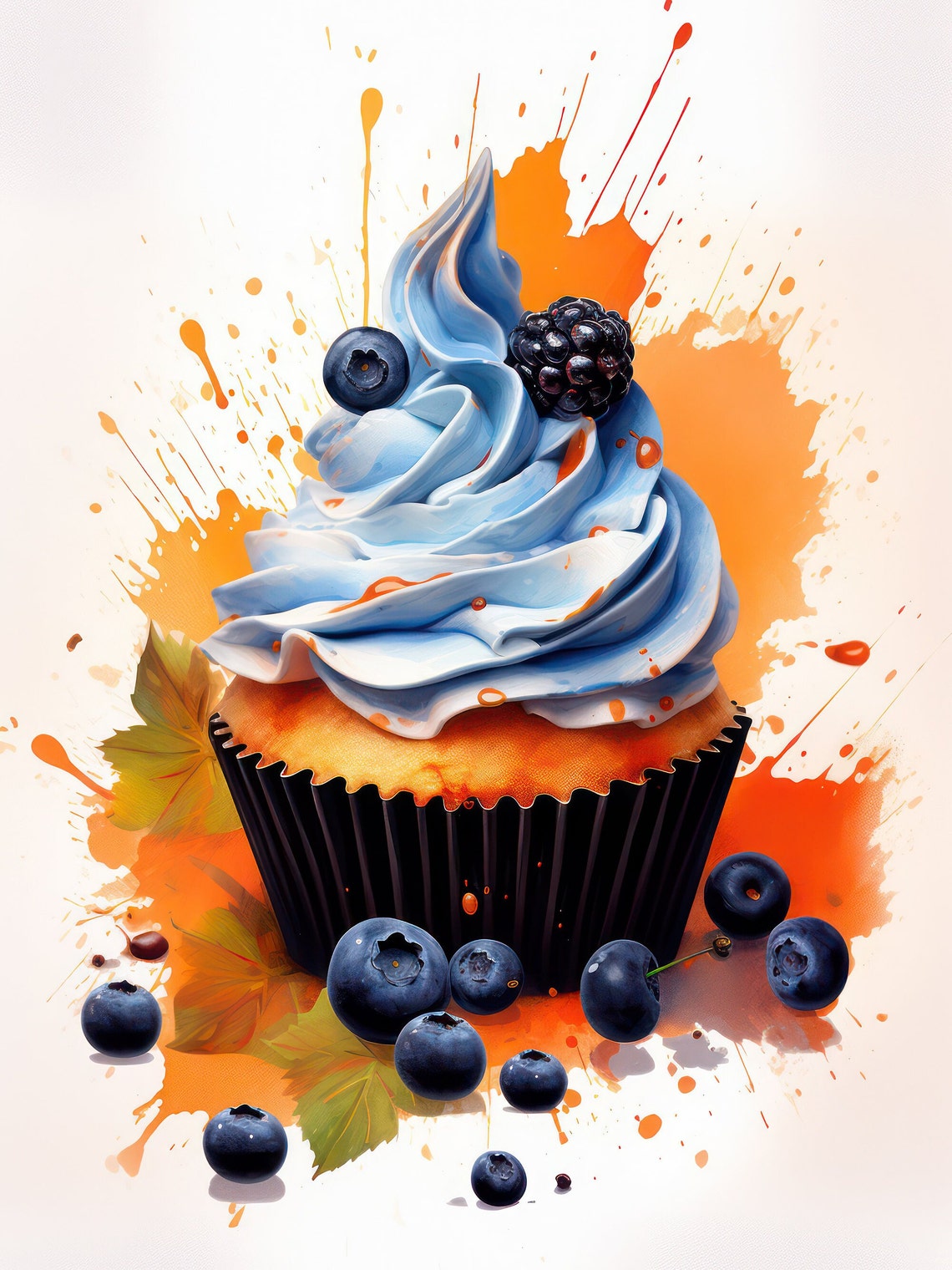 Cupcake Print Pumpkin Cupcake Printable Berry Pastry Wall Art ...