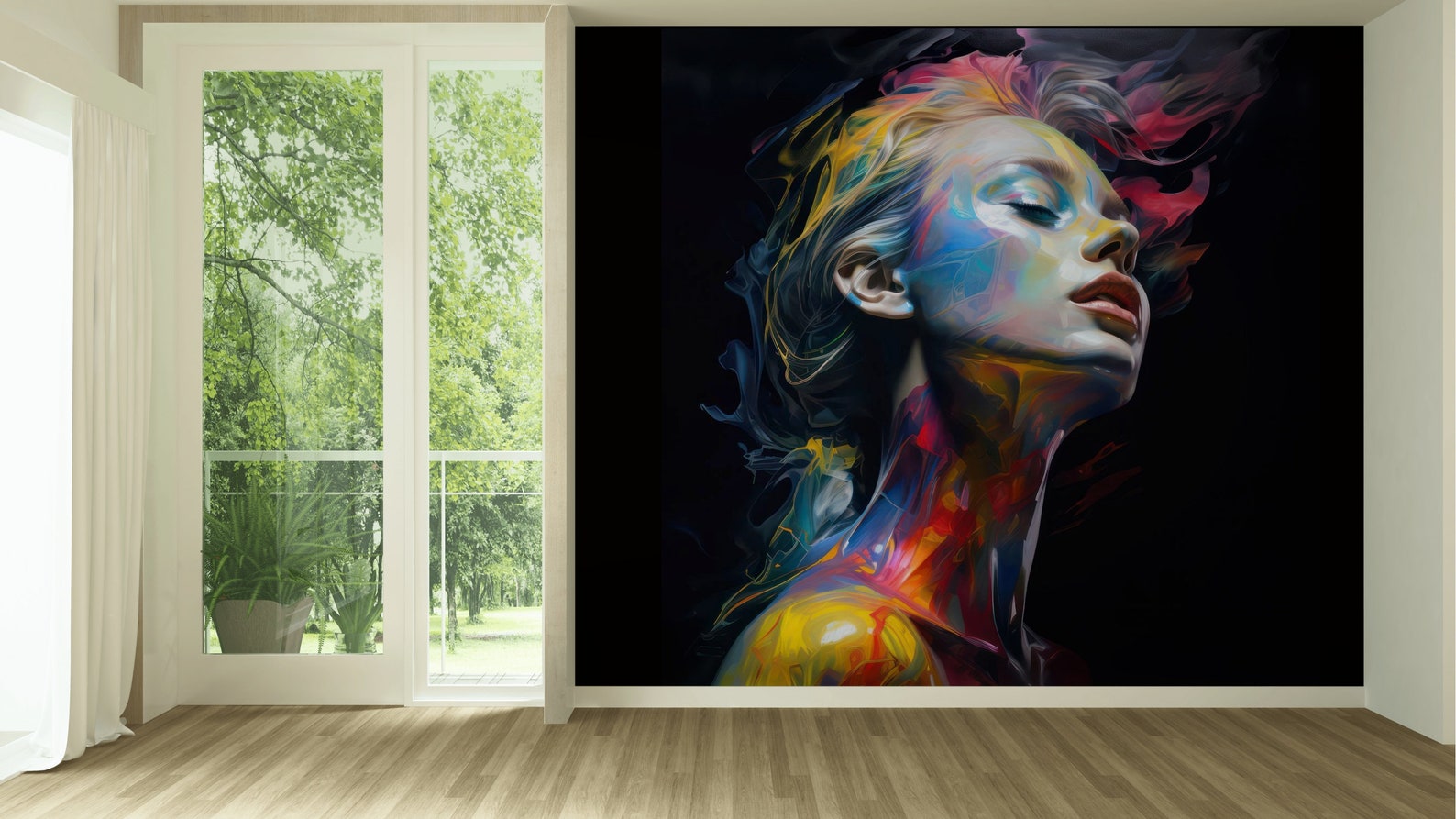 Colorful Woman Portrait Woman Face Wall Art Print Girl Poster Home ...