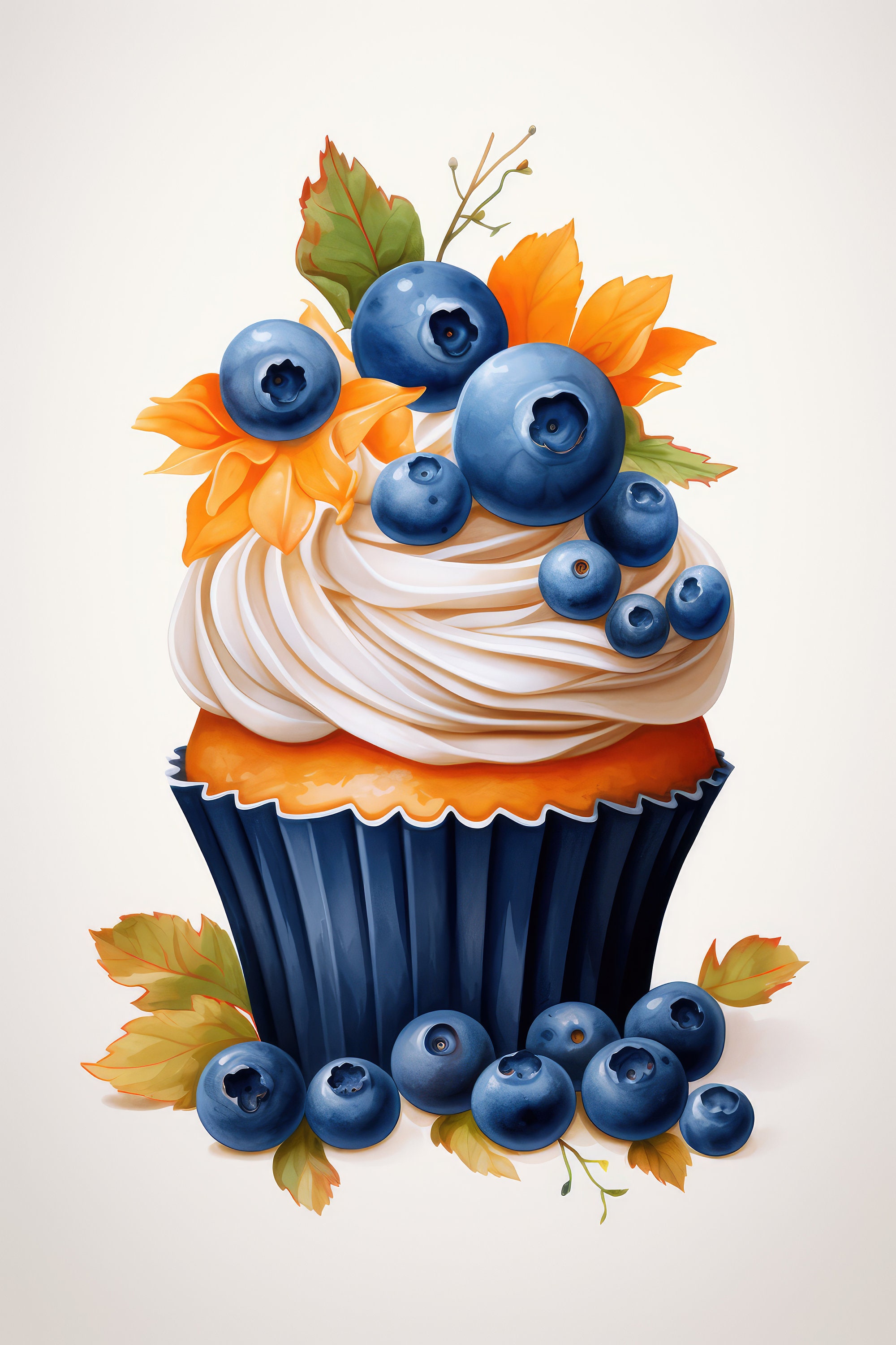 Cupcake Print Pumpkin Cupcake Printable Berry Pastry Wall Art ...