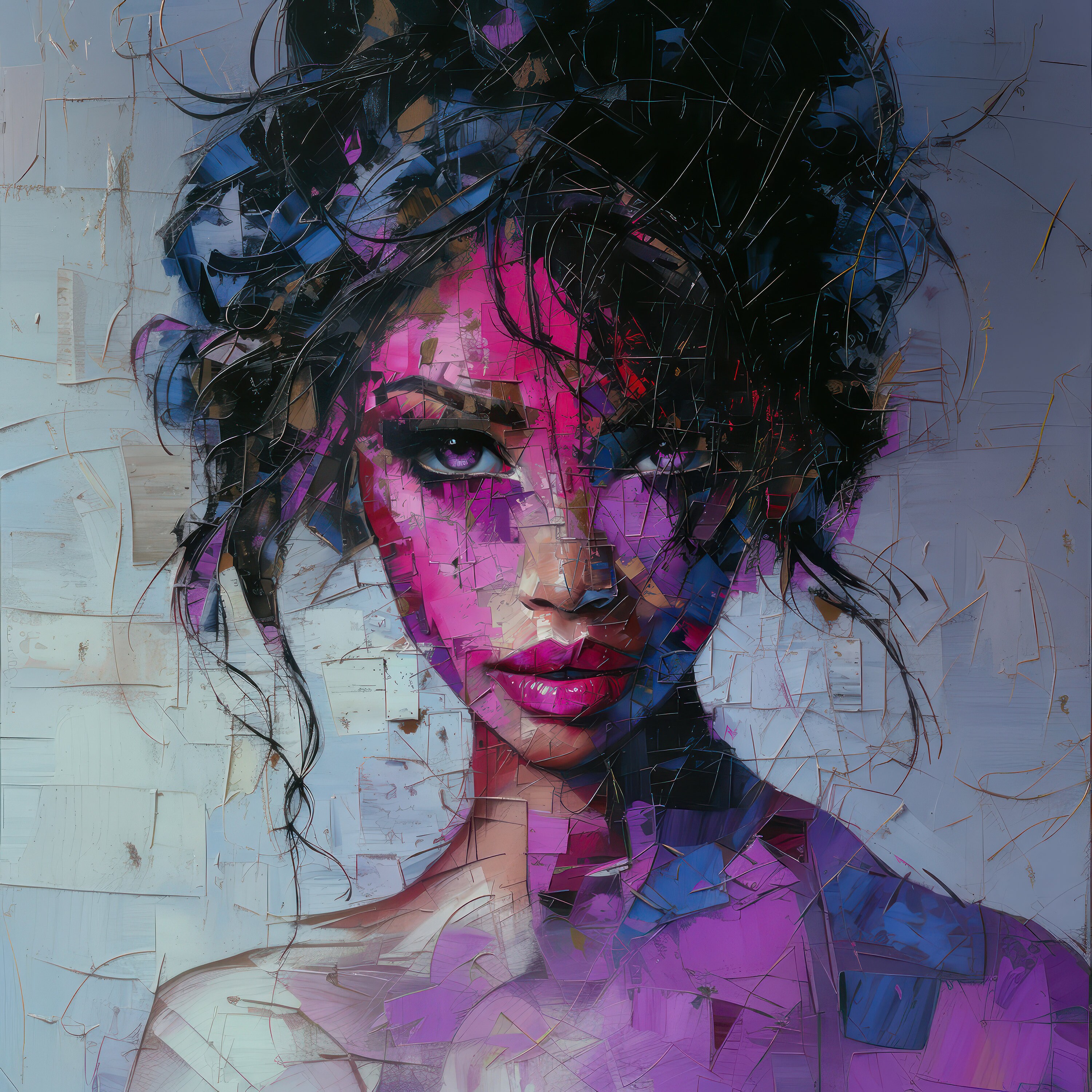 Colorful Woman Print Woman Face Printable Wall Art Painting Female Face ...