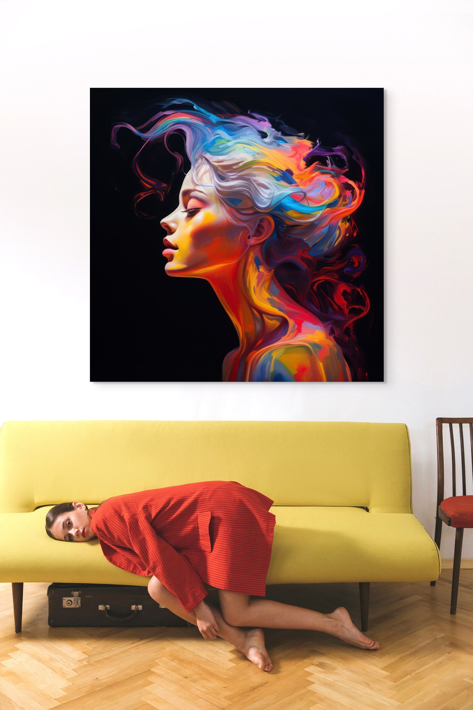 Colorful Woman Portrait Woman Face Wall Art Print Girl Poster Home ...