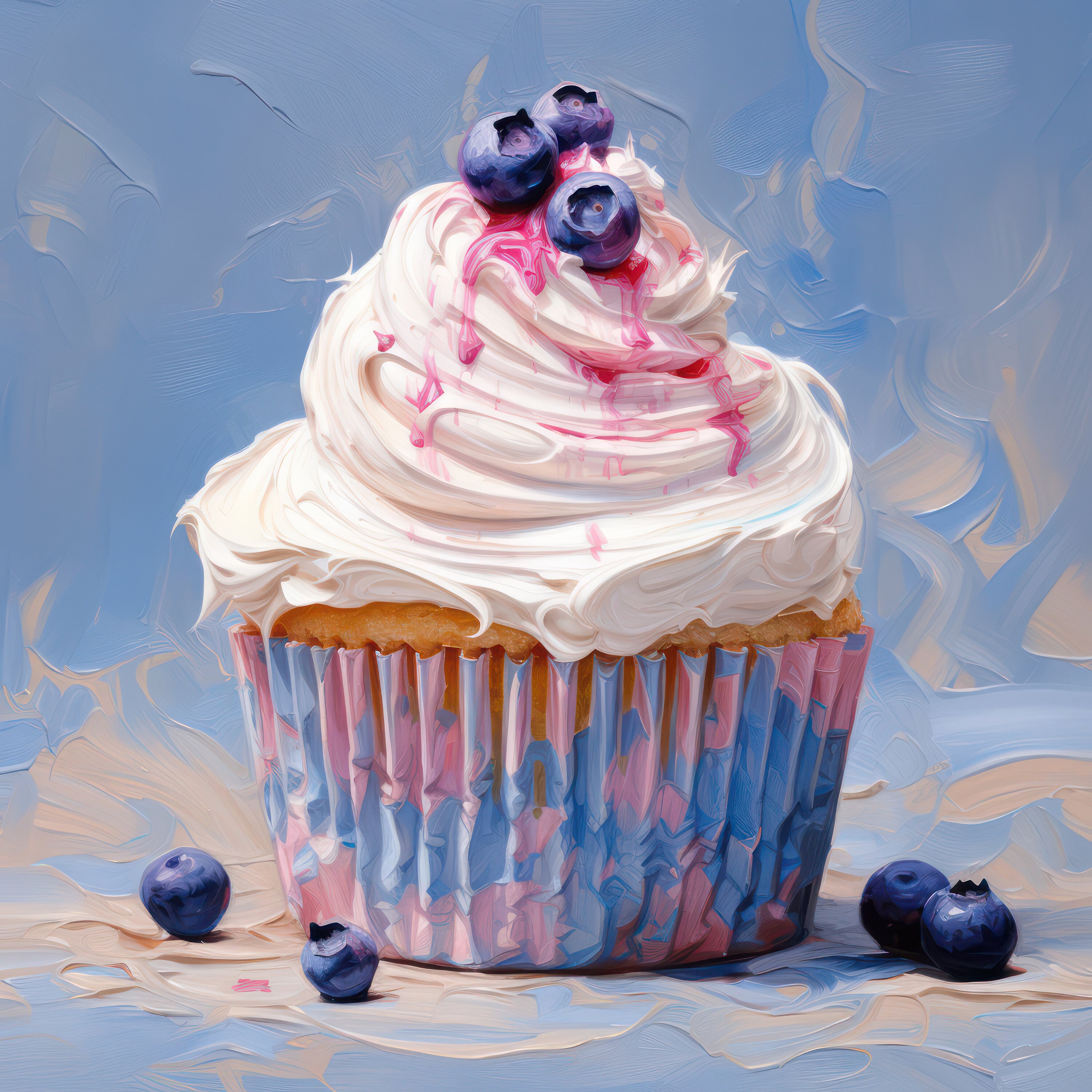 Cupcake Print Berry Cupcake Printable Blueberry Pastry Wall Art ...
