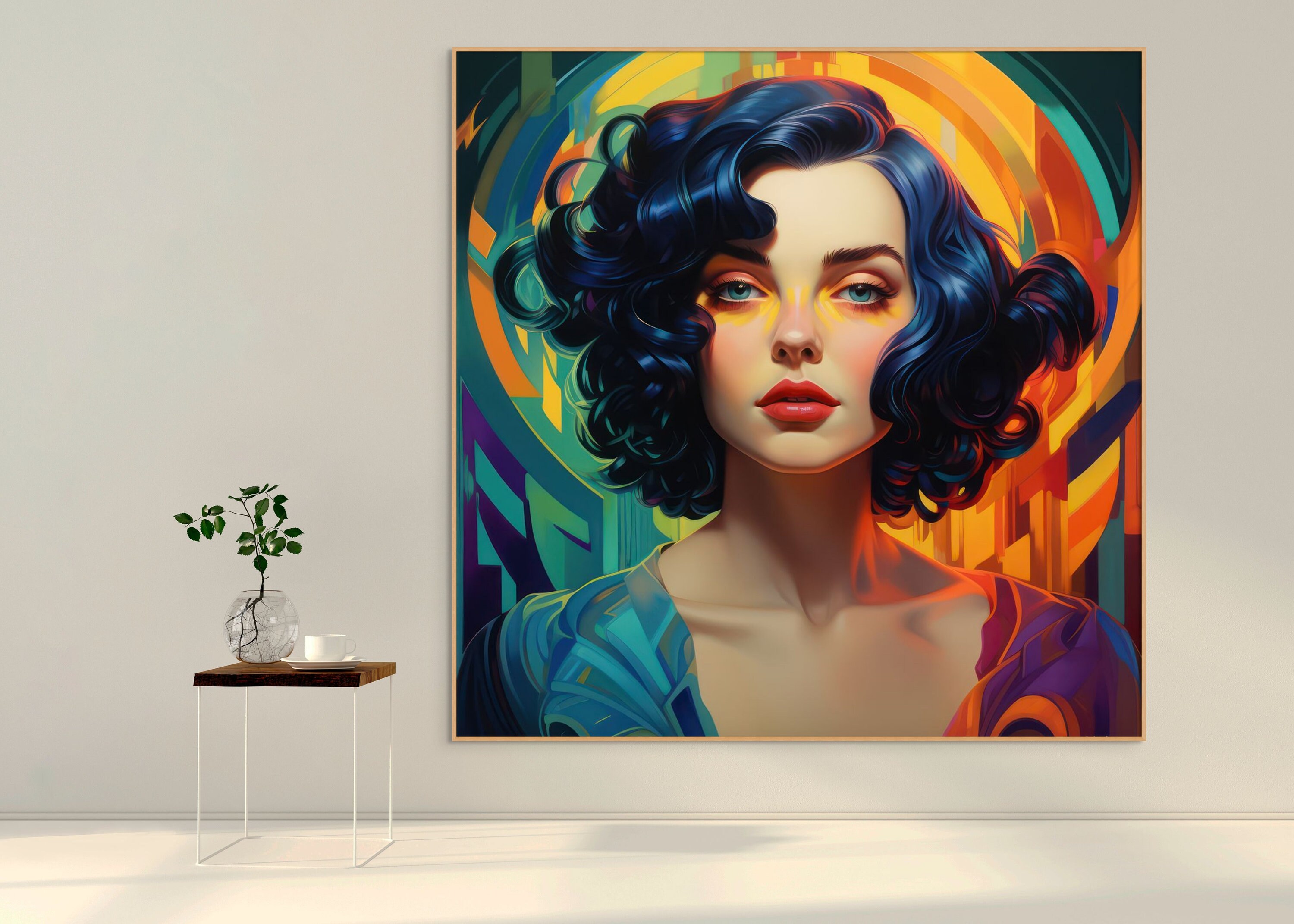 Colorful Woman Portrait Woman Face Wall Art Print Girl Poster - Etsy