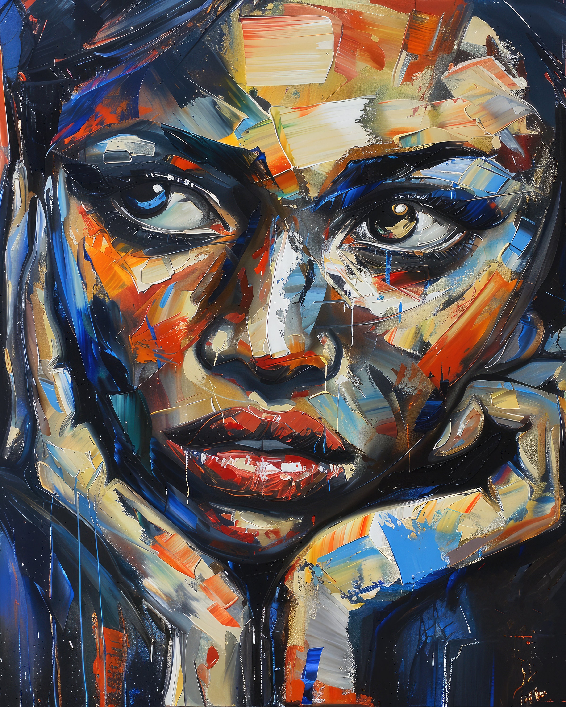 Woman Portrait Print Woman Face Printable Wall Art Painting Female Face ...