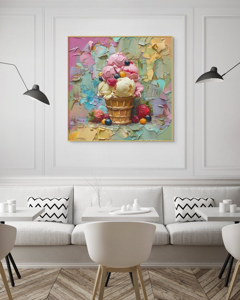 Ice Cream Print Colorful Food Poster Kitchen Wall Art Gelato Artwork ...