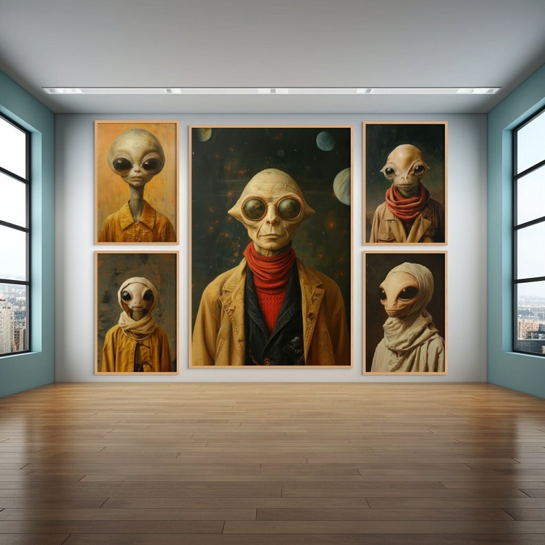 Alien Poster Alien Painting Alien Printable Cosmos Wall Art Space Home ...