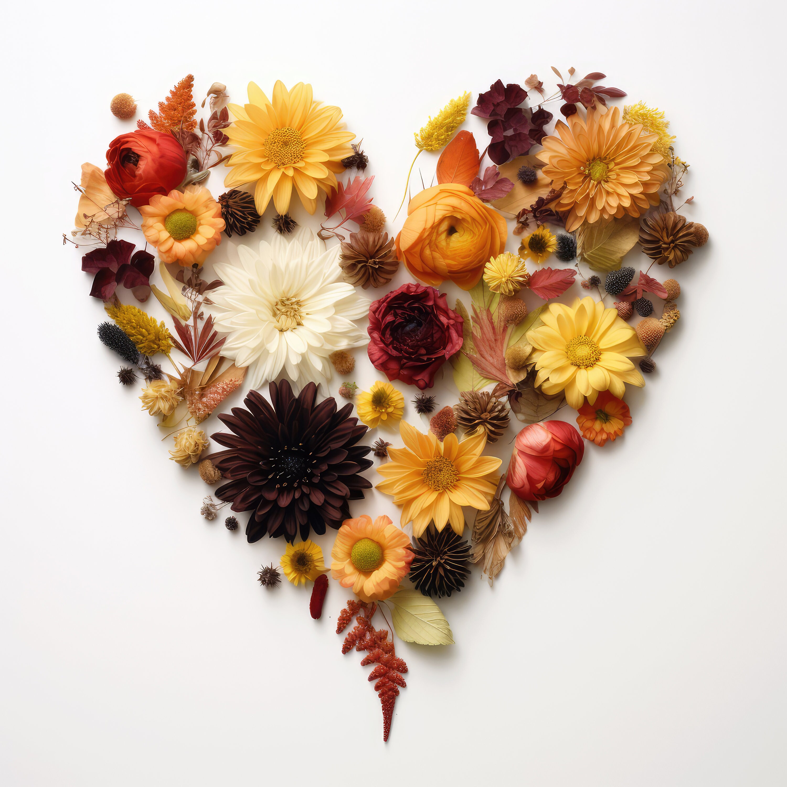 Flower Heart Print Heart of Flowers Printable Heart Poster AI Art Wall ...